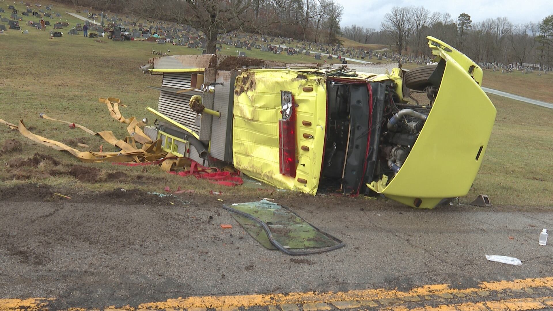 Fire truck rollover leads to three injured firefighters