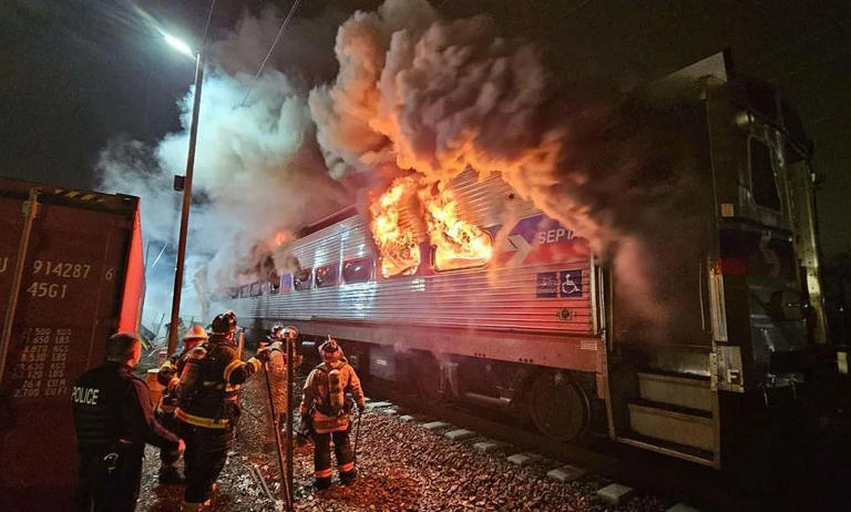 Hundreds flee train as it bursts into flames in Pennsylvania