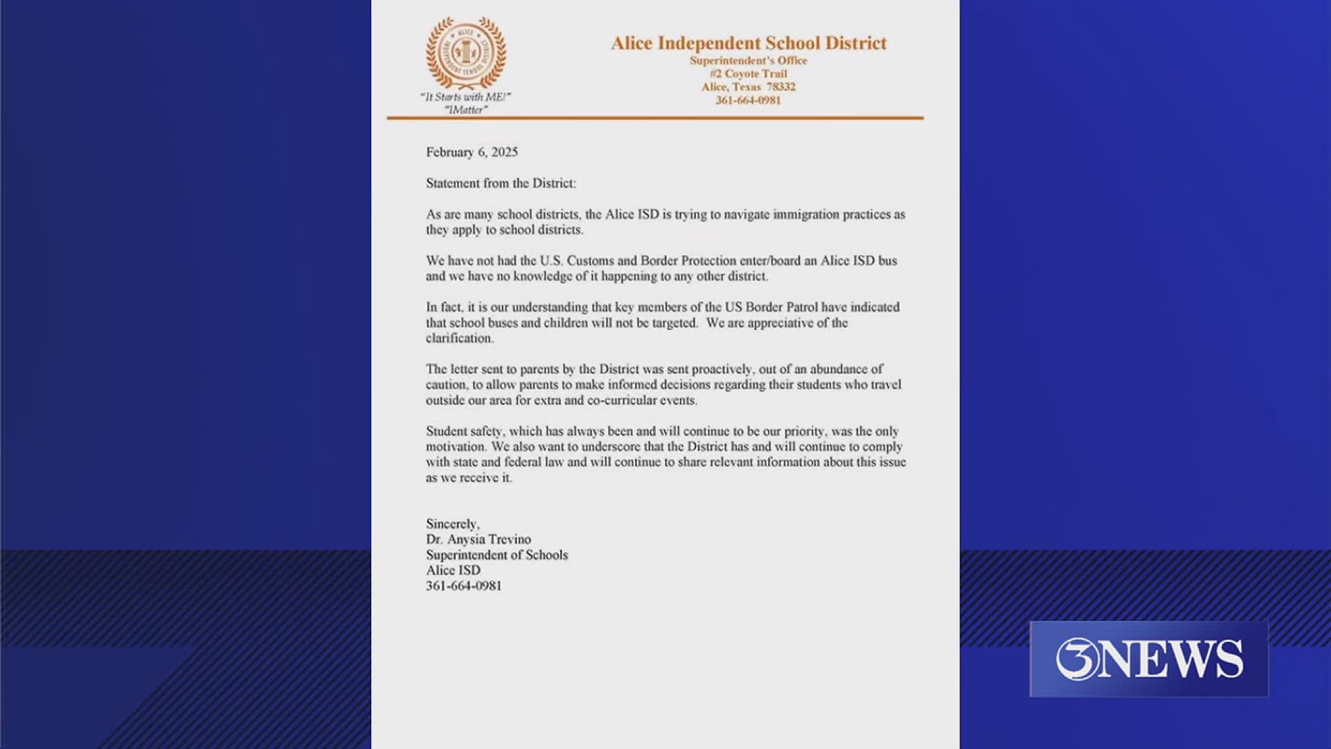 Alice ISD issues new statement