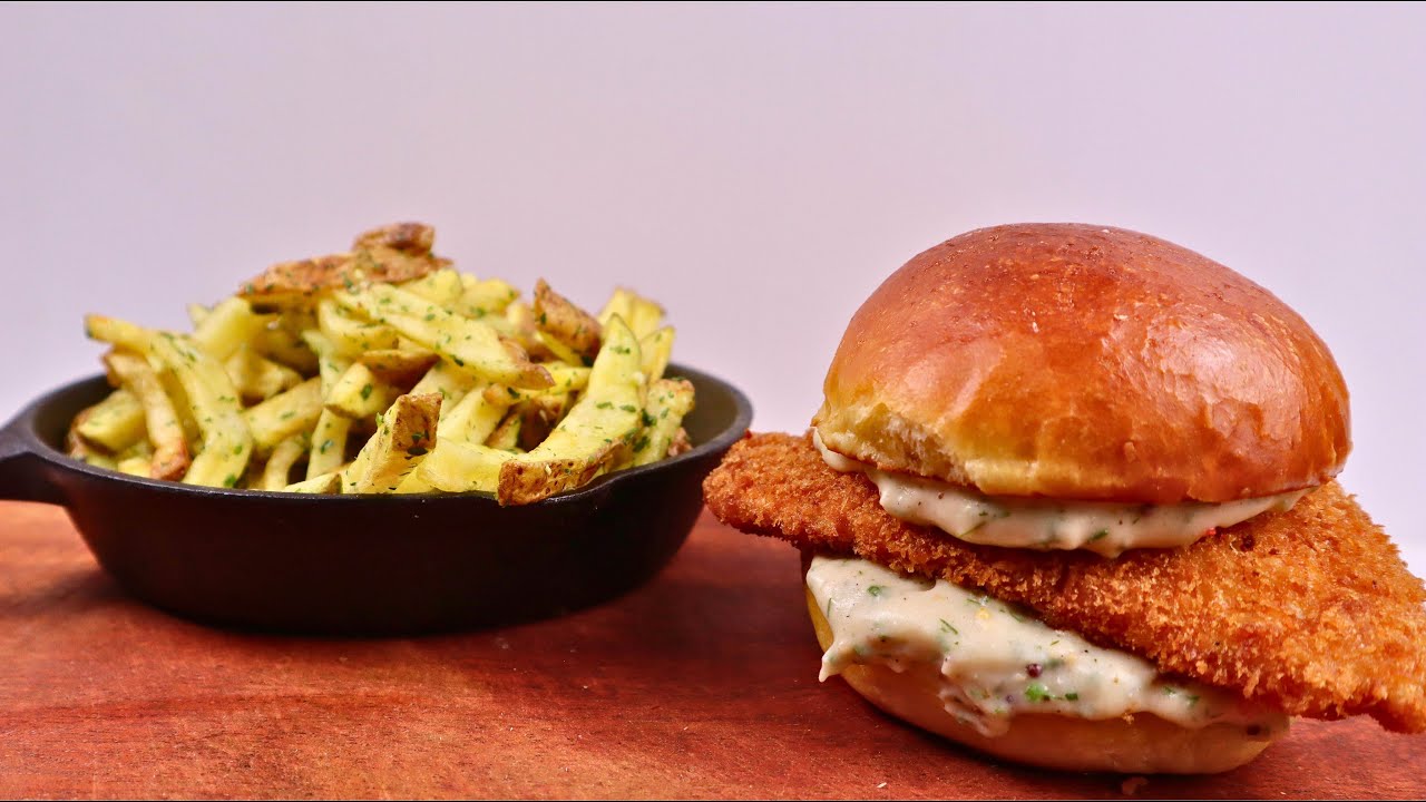 The Best Fish Sandwich with Garlic Fries