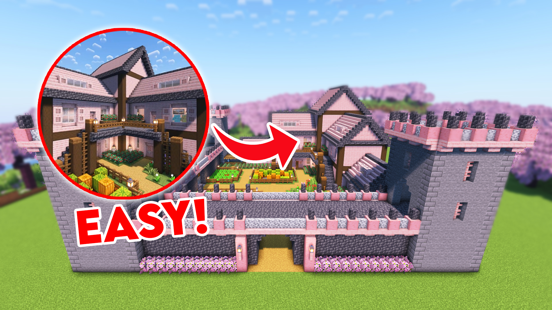 🏰 Build an Epic Cherry Castle in Minecraft! 🍒