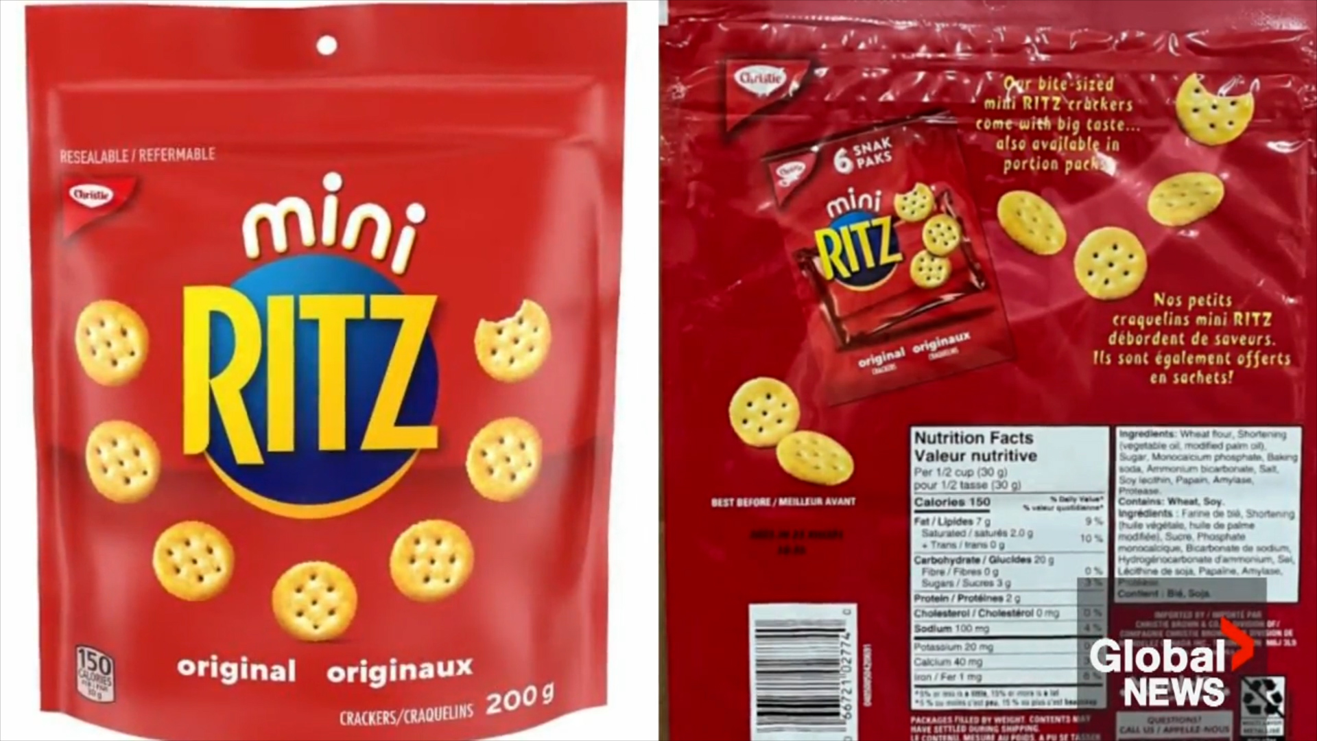 Mini Ritz crackers are being pulled off shelves in Canada