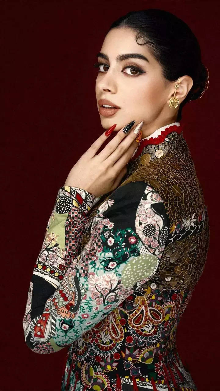 Khushi Kapoor stuns in embellished patchwork blazer dress