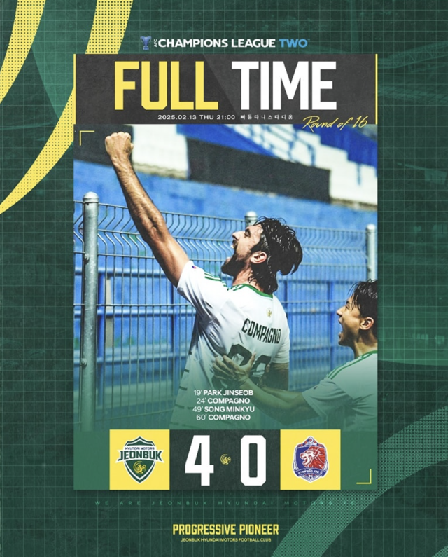 '이탈리아 국대 맞네!' 콤파뇨, 전북 데뷔전에서 '멀티골' 작렬...포옛도 승전고! 'ACL2 16강 1차전' 포트에 4-0 대승