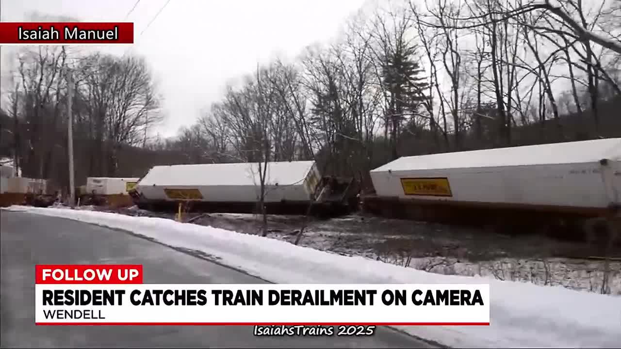 WATCH: Witness captures train derailment in Wendell