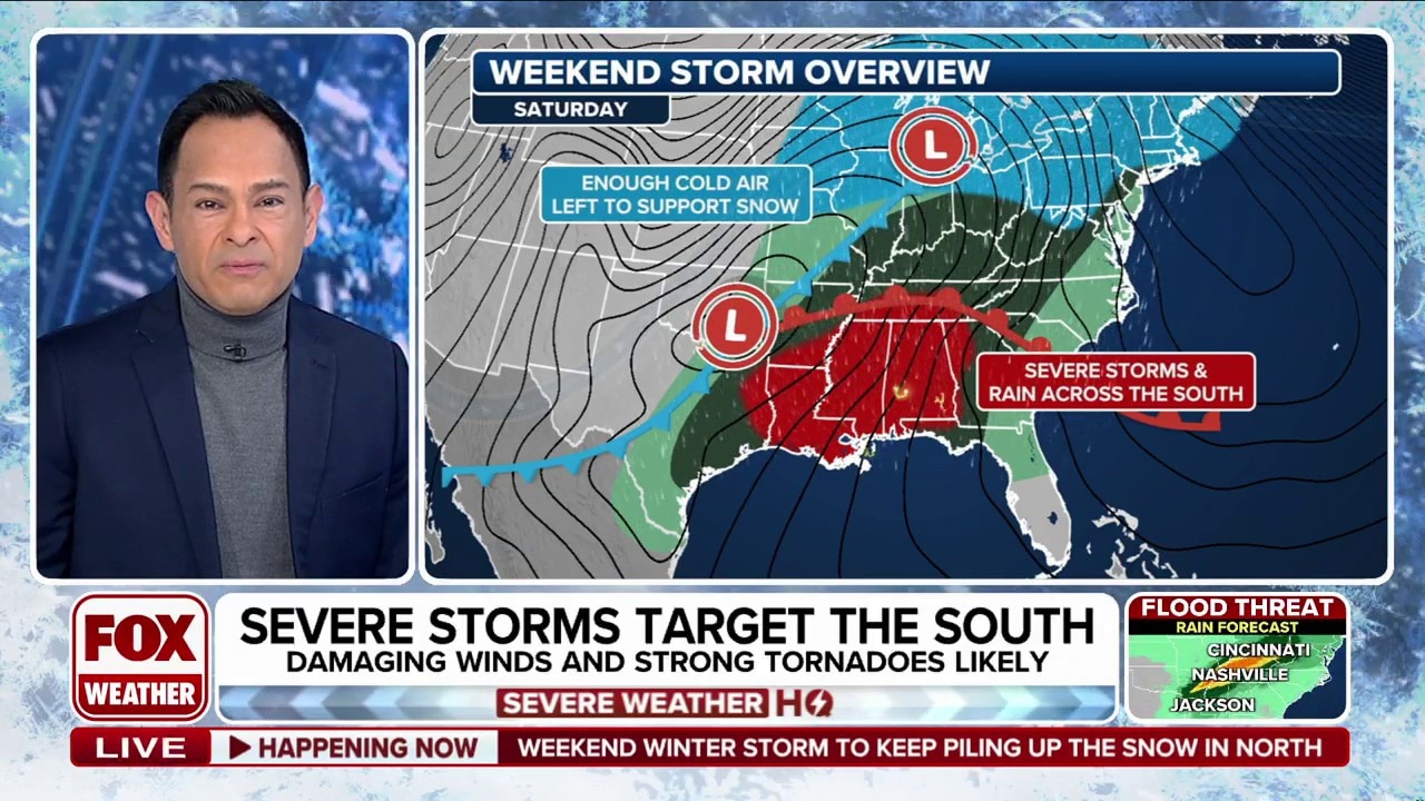 Weekend winter storm to bring severe weather to South, heavy snow to ...