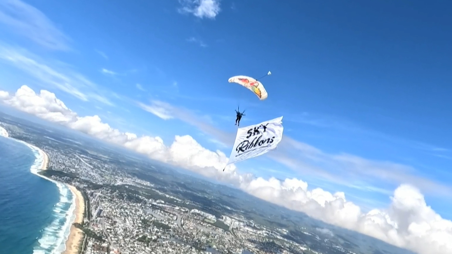 Love is in the air: Gold Coast's unique sky ribbon art installation
