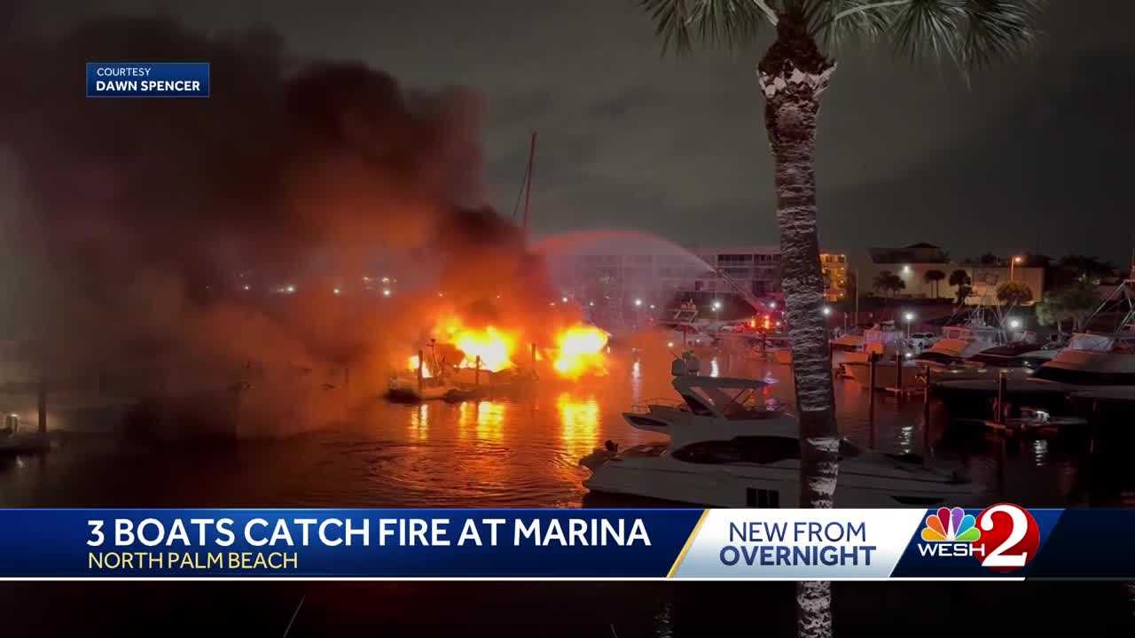 3 boats burst into flames at Florida marina