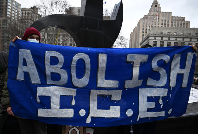 Protesters gather in lower Manhattan to denounce recent ICE activity in ...