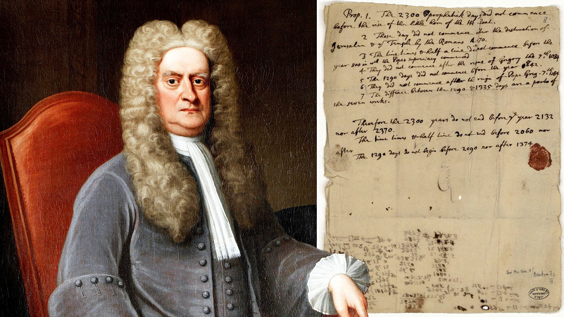 Letter written by Isaac Newton in 1704 predicts the exact date the ...