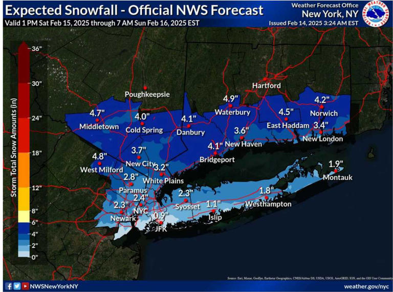 Snowfall Map: Here Are New Projections As Winter Storm Nears Tristate ...