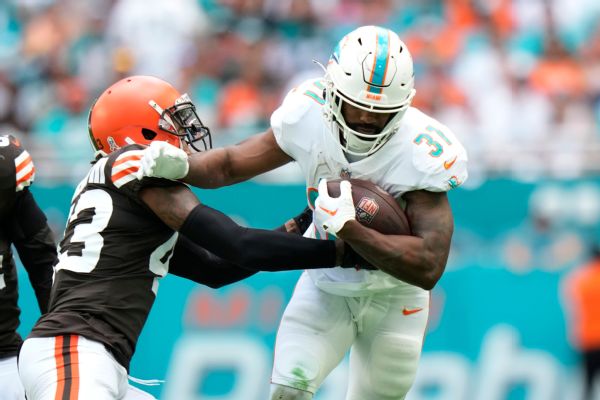 Dolphins release veteran RB Raheem Mostert, CB Kendall Fuller