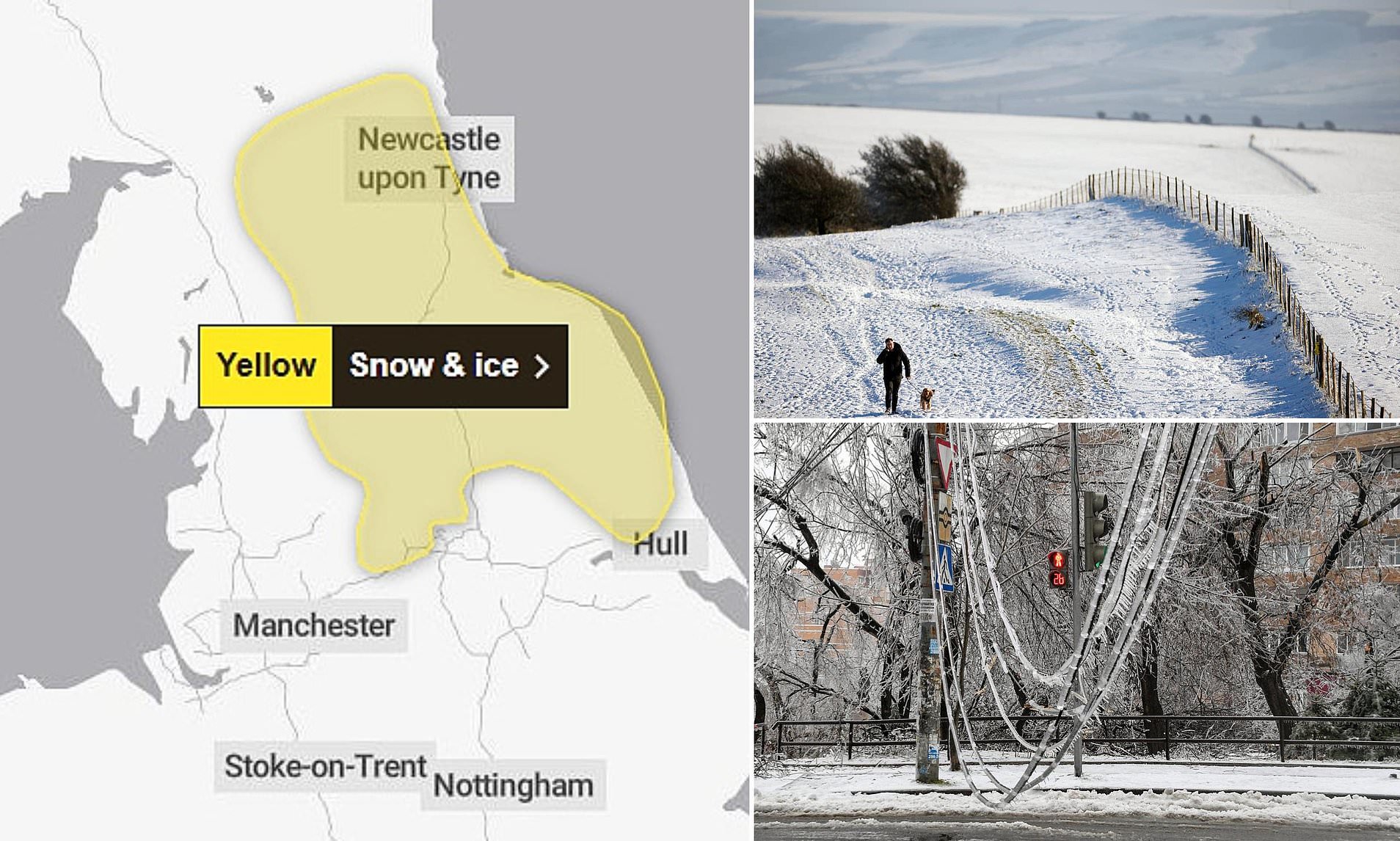 Map reveals where freezing rain, snow and ice set to hit Britain