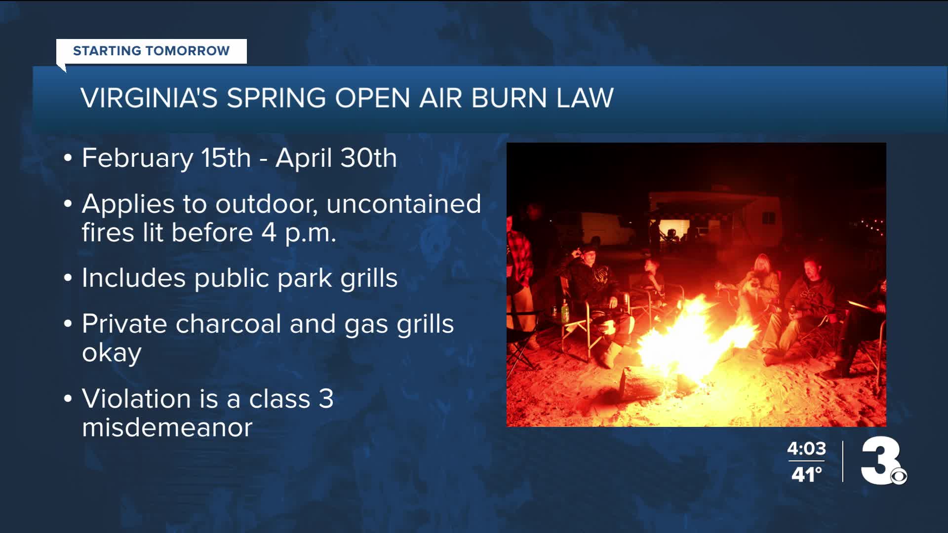 Virginia's open air burn law goes into effect Feb. 15