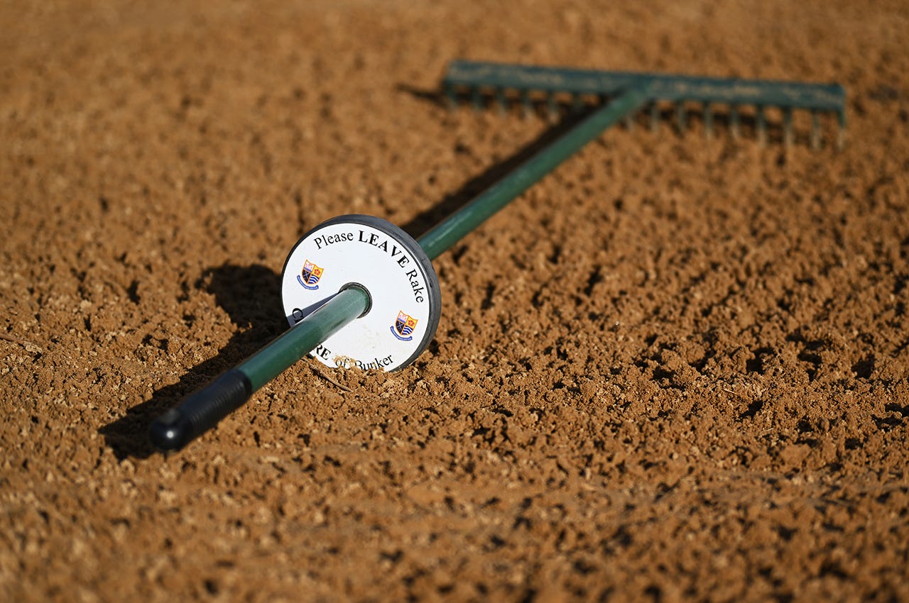 Golf course bunker rakes are there for a reason. Let Fluff show you how ...