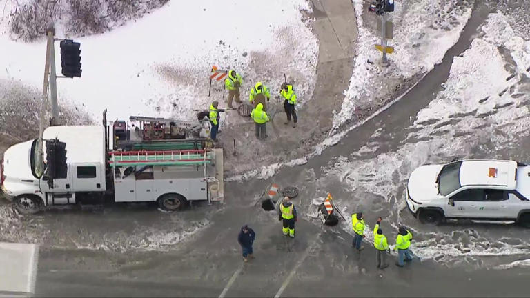 PHOTOS: Water main break coating Skokie in ice, water