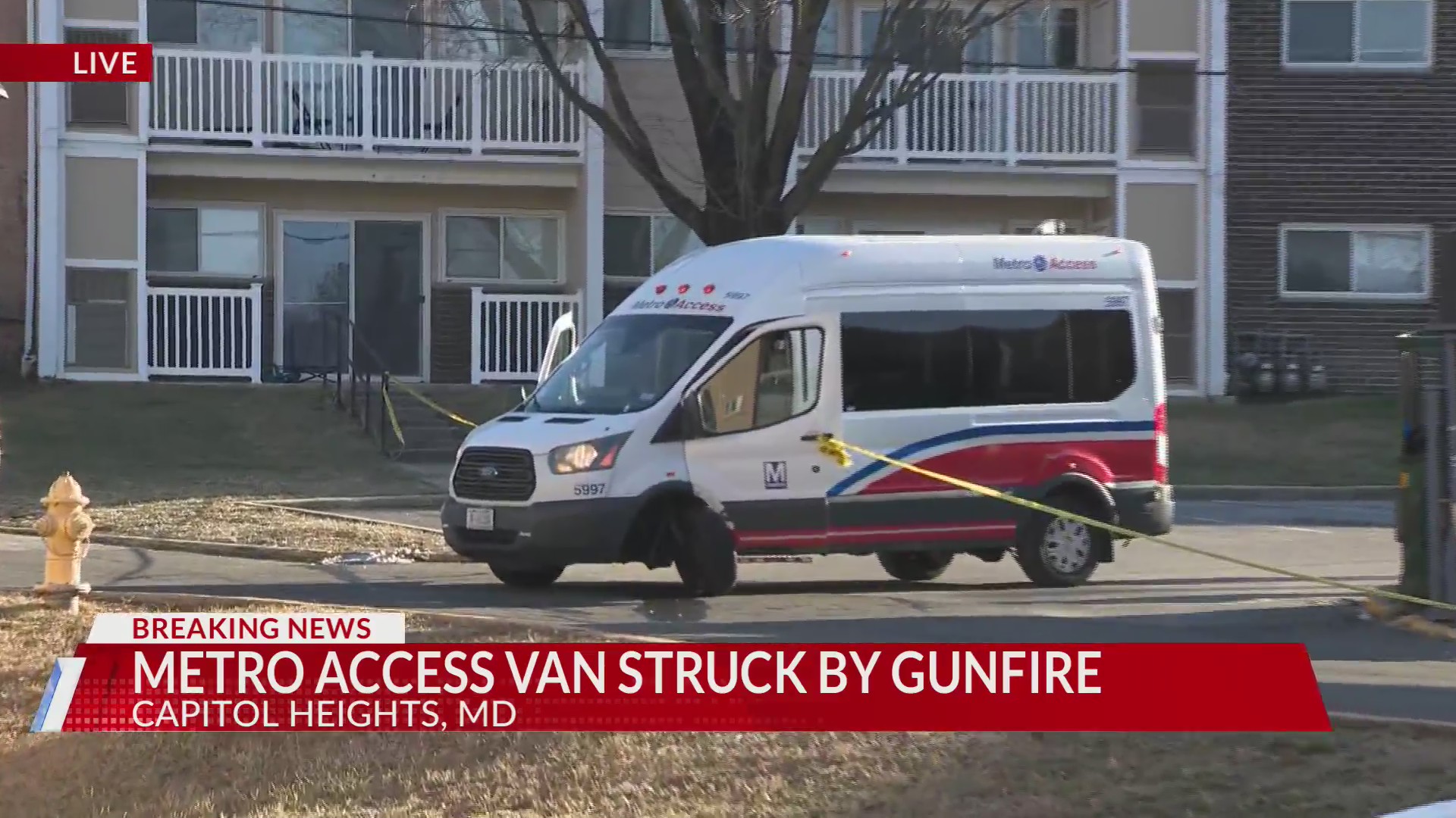 MetroAccess van struck by gunfire