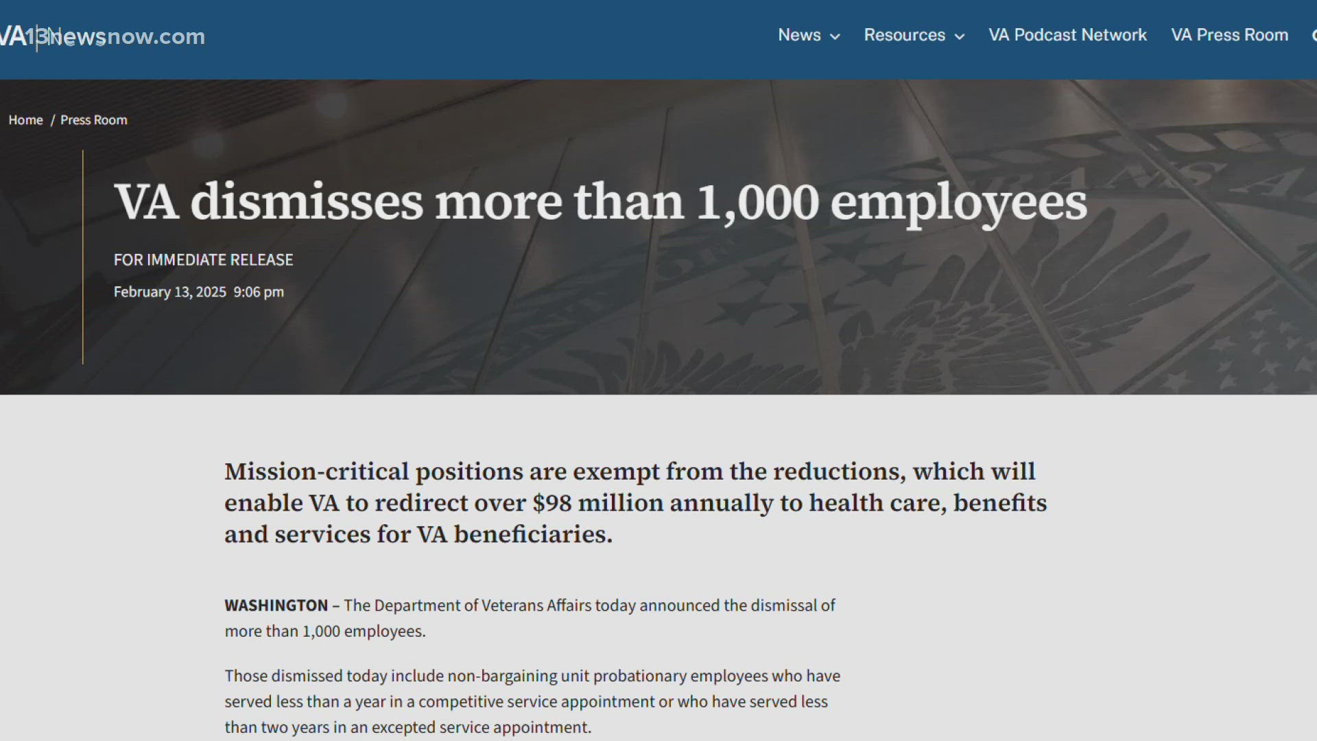 Veterans Affairs lays off over 1,000 employees to downsize the federal ...