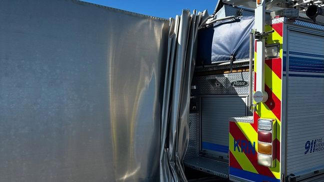 CHP: High winds topple big rigs in desert areas, one hitting KCFD truck
