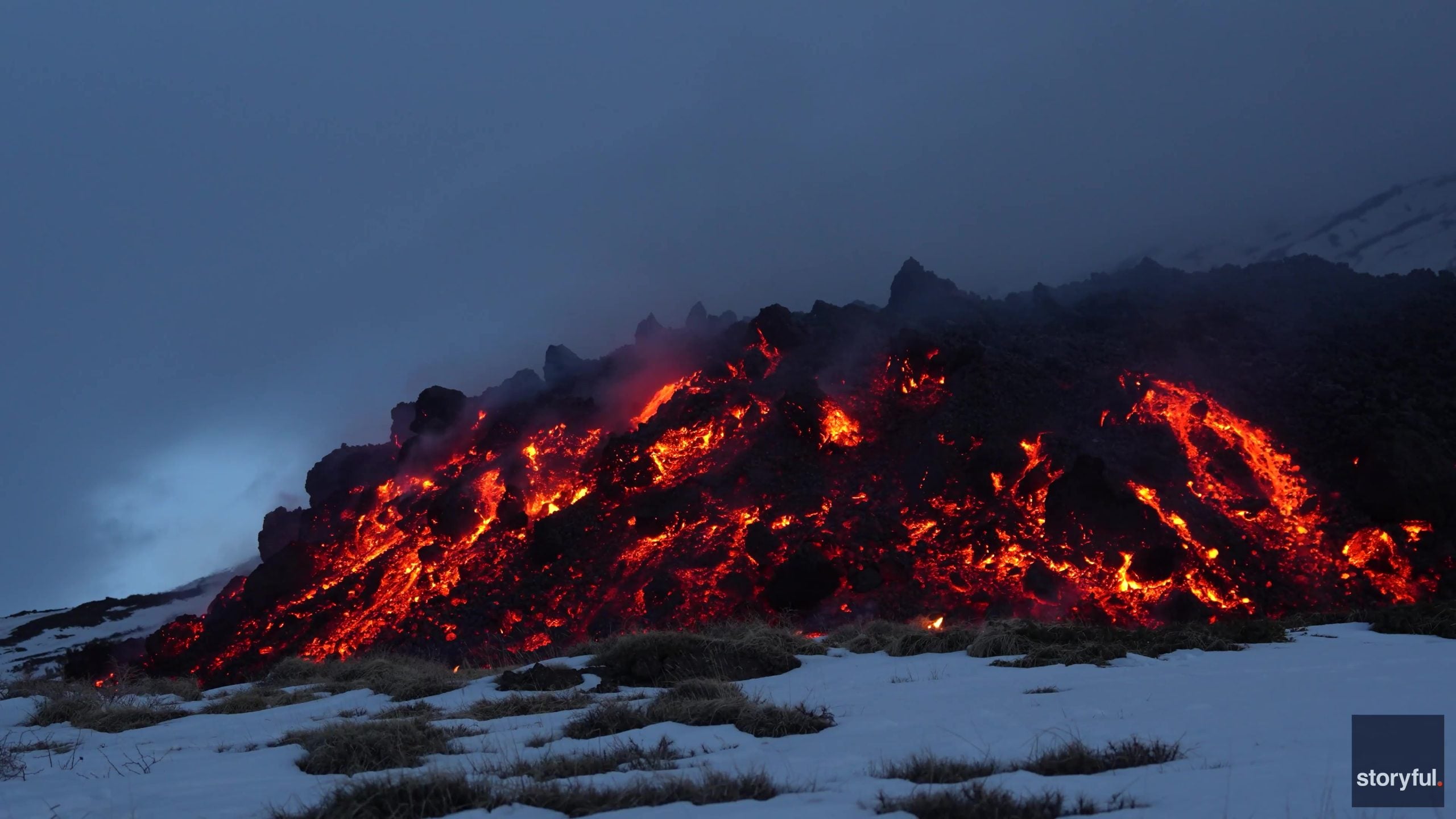 Watch: Hikers walk in snow as Italy’s Mount Etna erupts in background