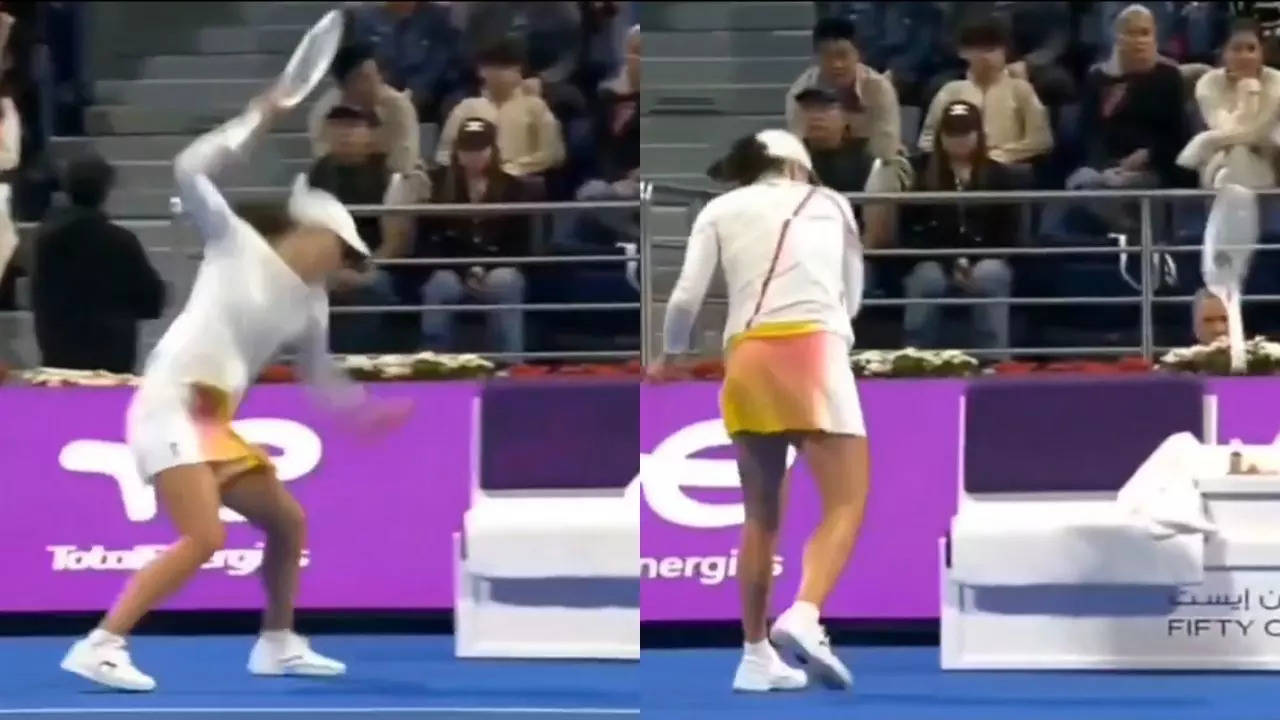 Watch: Opponent shocked as Iga Swiatek smashes racquet in emotional on ...