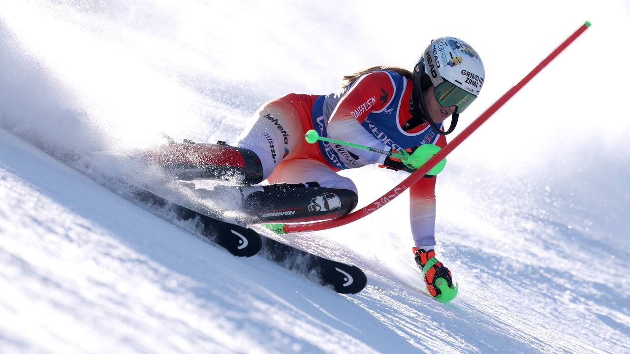 Switzerland's Camille Rast skis to world championship slalom title