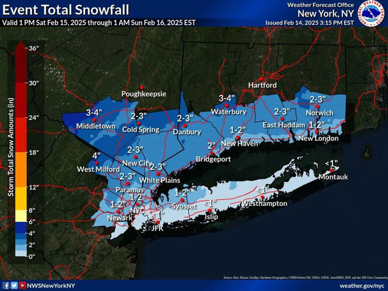 New Snowfall Map: Here Are Latest Storm Projections For Tristate Region