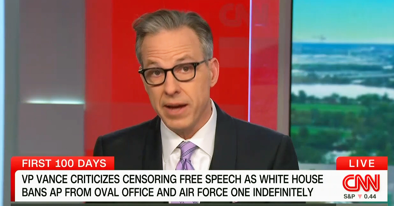CNN’s Jake Tapper Warns VP Vance On Free Speech After White House Bans ...