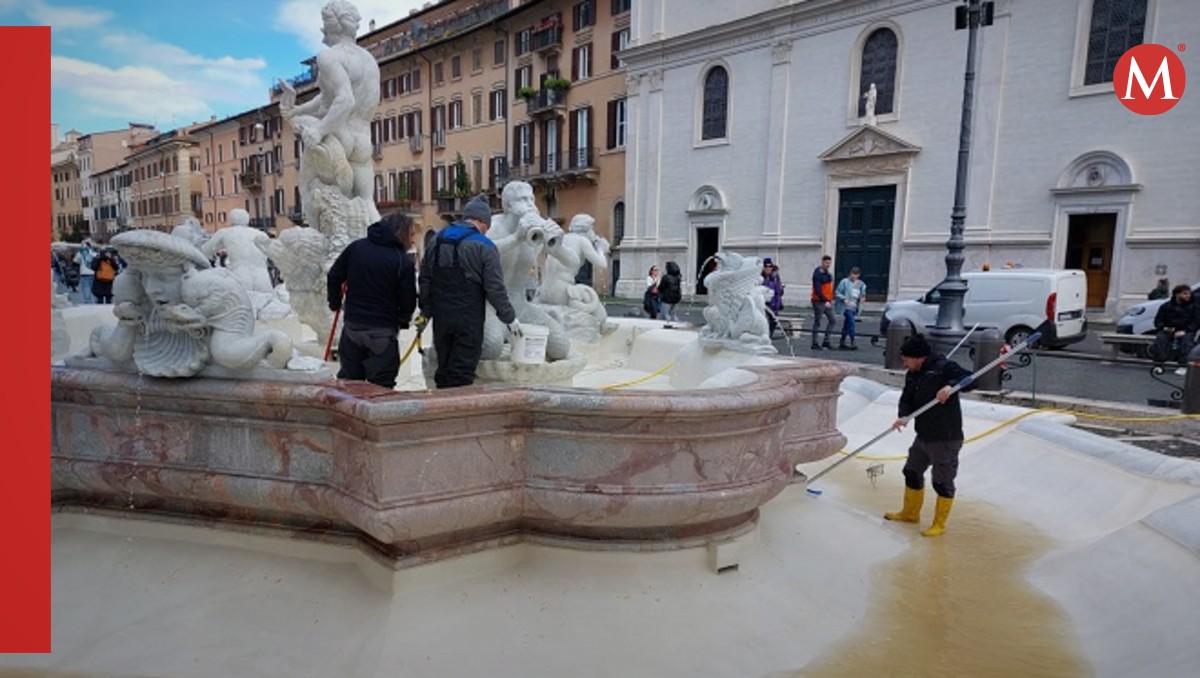 ¡Llenas de lodo! Así quedaron las fuentes en Roma tras fuertes lluvias
