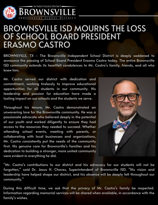 Brownsville mourns death of Erasmo Castro