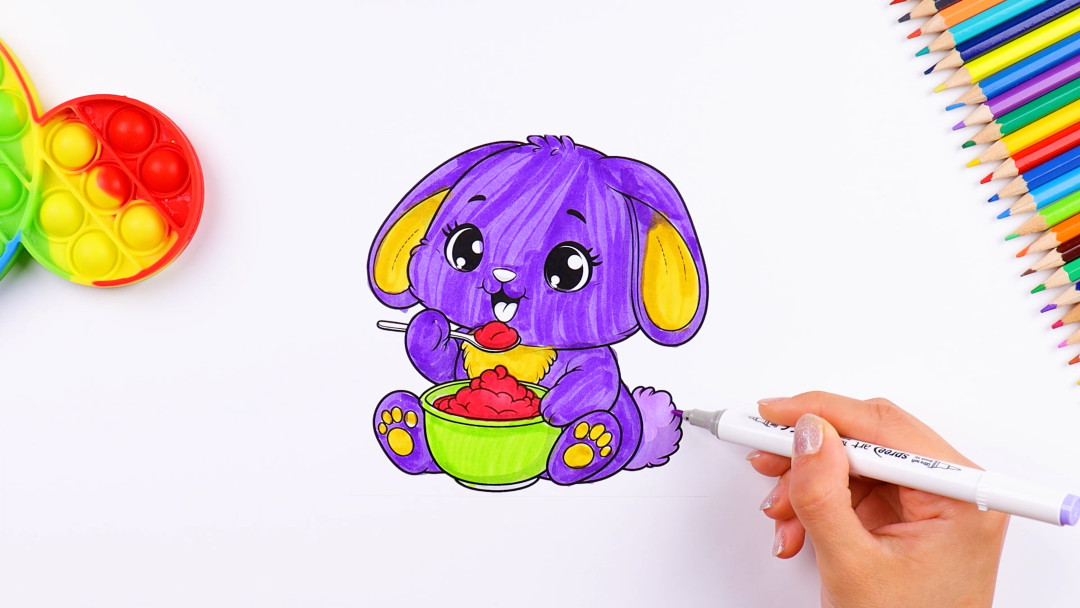 Adorable Bunny Drawing coloring in