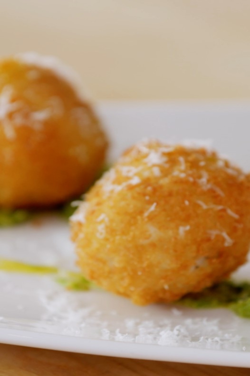 Crispy panko-coated sticky rice balls recipe