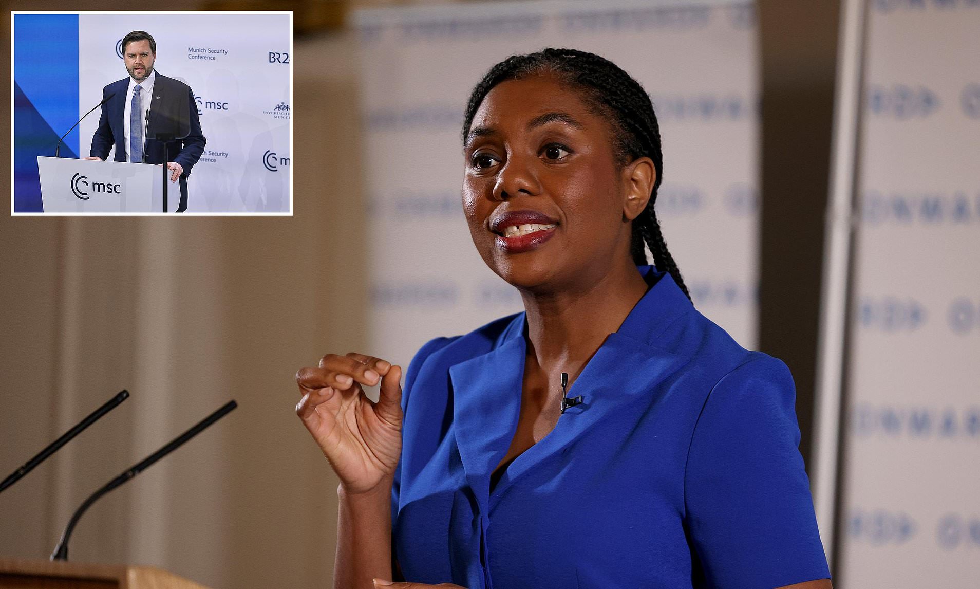 Badenoch says free speech IS at risk after JD Vance attack on 'values'