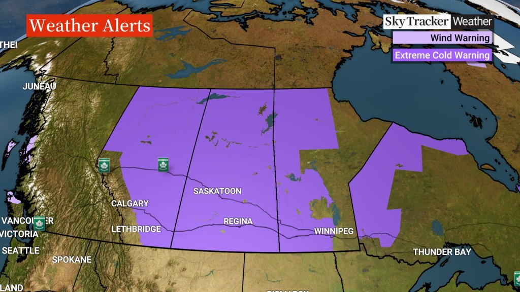 Extreme cold warnings issued for most of Alberta, Saskatchewan and Manitoba