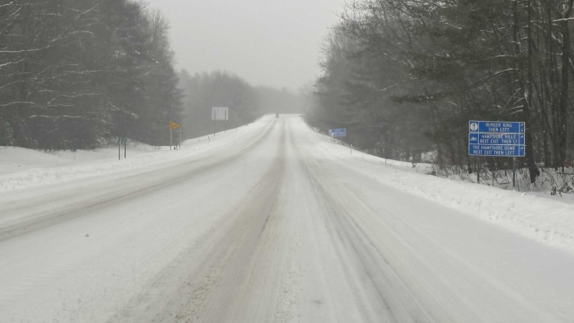 Snow, wintry mix falling across New Hampshire