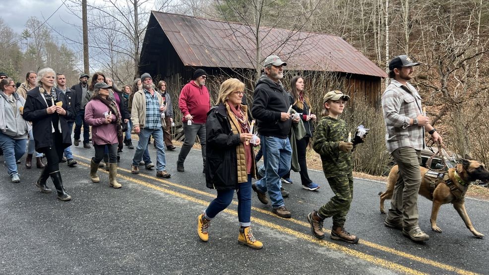 Residents of Yancey, Mitchell Counties hold vigil for Helene victims