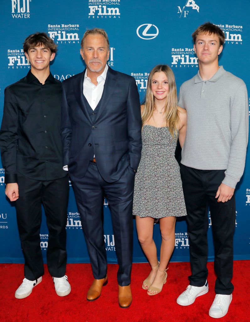 Kevin Costner Poses for Rare Red Carpet Photo with His Children