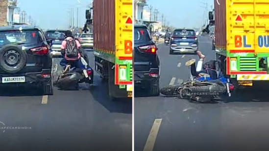 Heart-stopping moment as triple-riding bikers smash into SUV on Ranchi ...