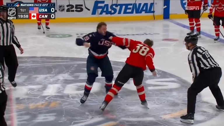 Ice hockey game between USA and Canada has three fights in first nine ...