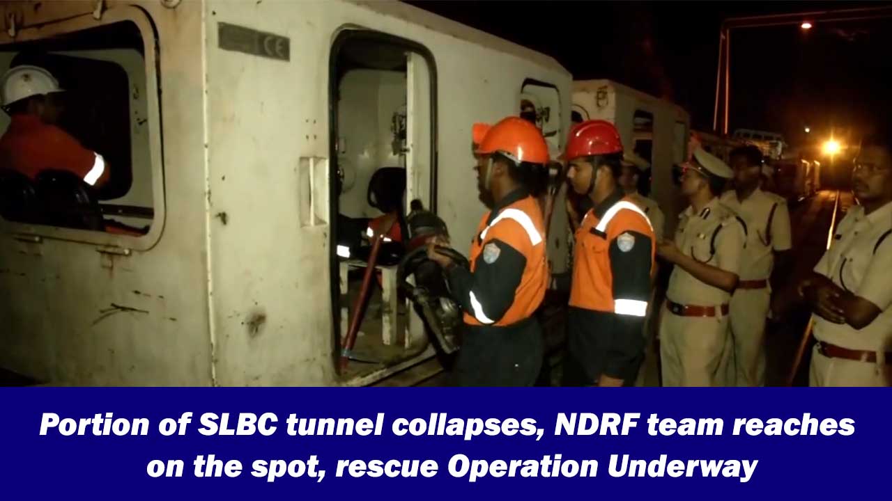 Portion of SLBC tunnel collapses, NDRF team reaches on the spot, rescue ...
