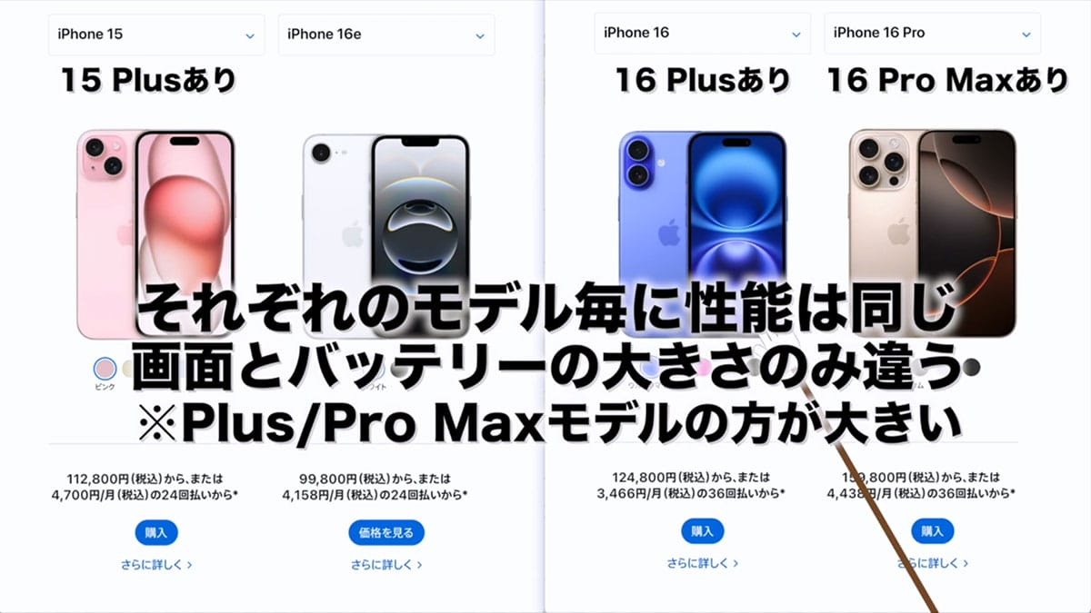 iPhone 16eは買いか!? 15/16/16Proと性能や価格を徹底比較してみた＜みずおじさん＞
