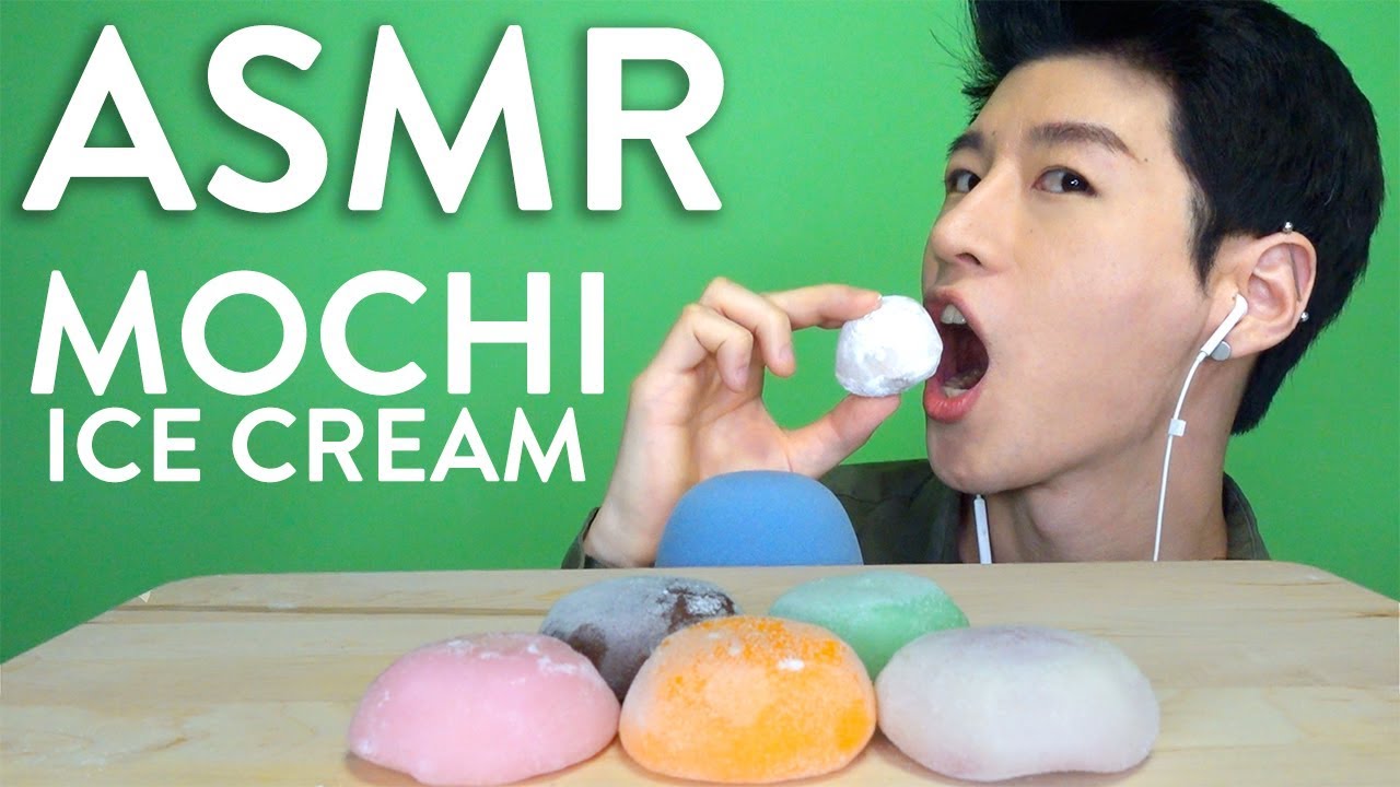 *ASMR* Eating Mochi Ice Cream (NO TALKING) Soft Chewy Sticky Sounds ...