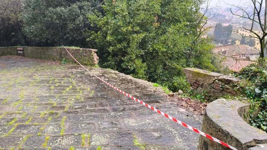 Cedimento in collina, chiusa la via pedonale per Collodi Castello