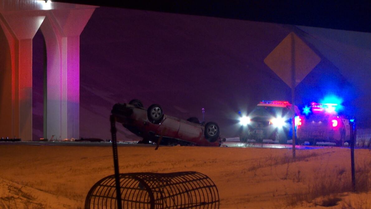 Car flipped, three injured after crash on Interstate 480