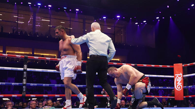 Watch Agit Kabayel knock out Zhilei Zhang with devastating body shot Watch Agit Kabayel knock out Zhilei Zhang with devastating body shot
