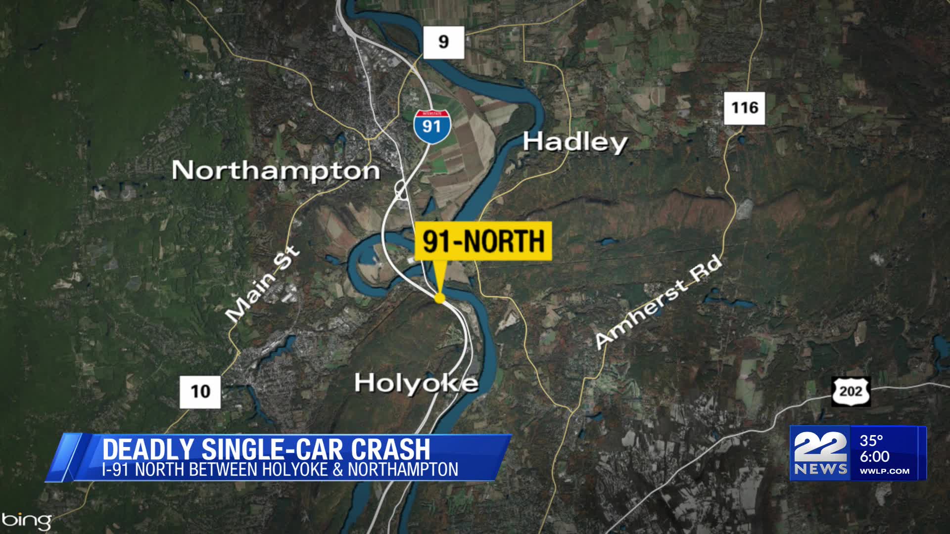 One dead in single-car crash on I-91 in Holyoke
