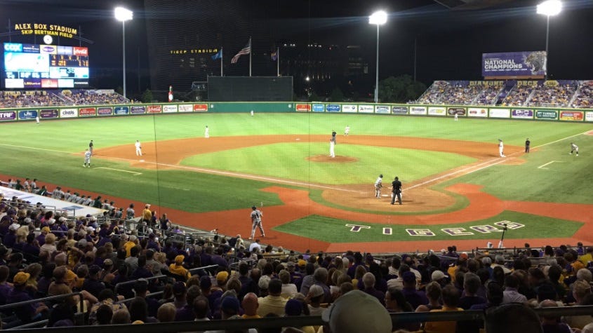 LSU baseball suffers its first setback, but responds in a big way