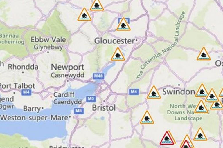 Flood alerts issued across Gloucestershire as rain batters area