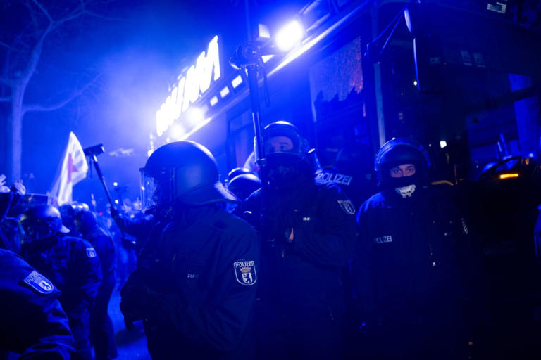 Protests in Berlin in front of far-right AfD's headquarters