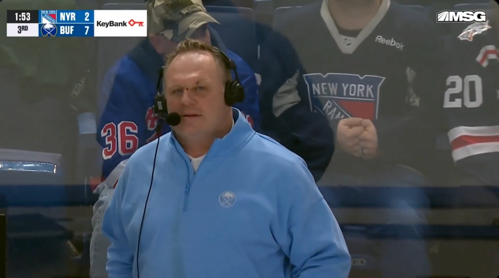 Sabres color commentator Rob Ray kept on broadcasting after taking a ...